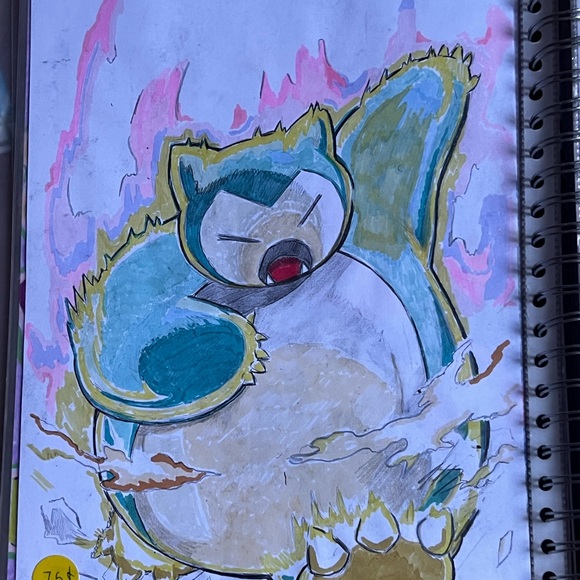 Pokemon | Art | Pokemon Snorlax Art Blue And Yellow | Poshmark